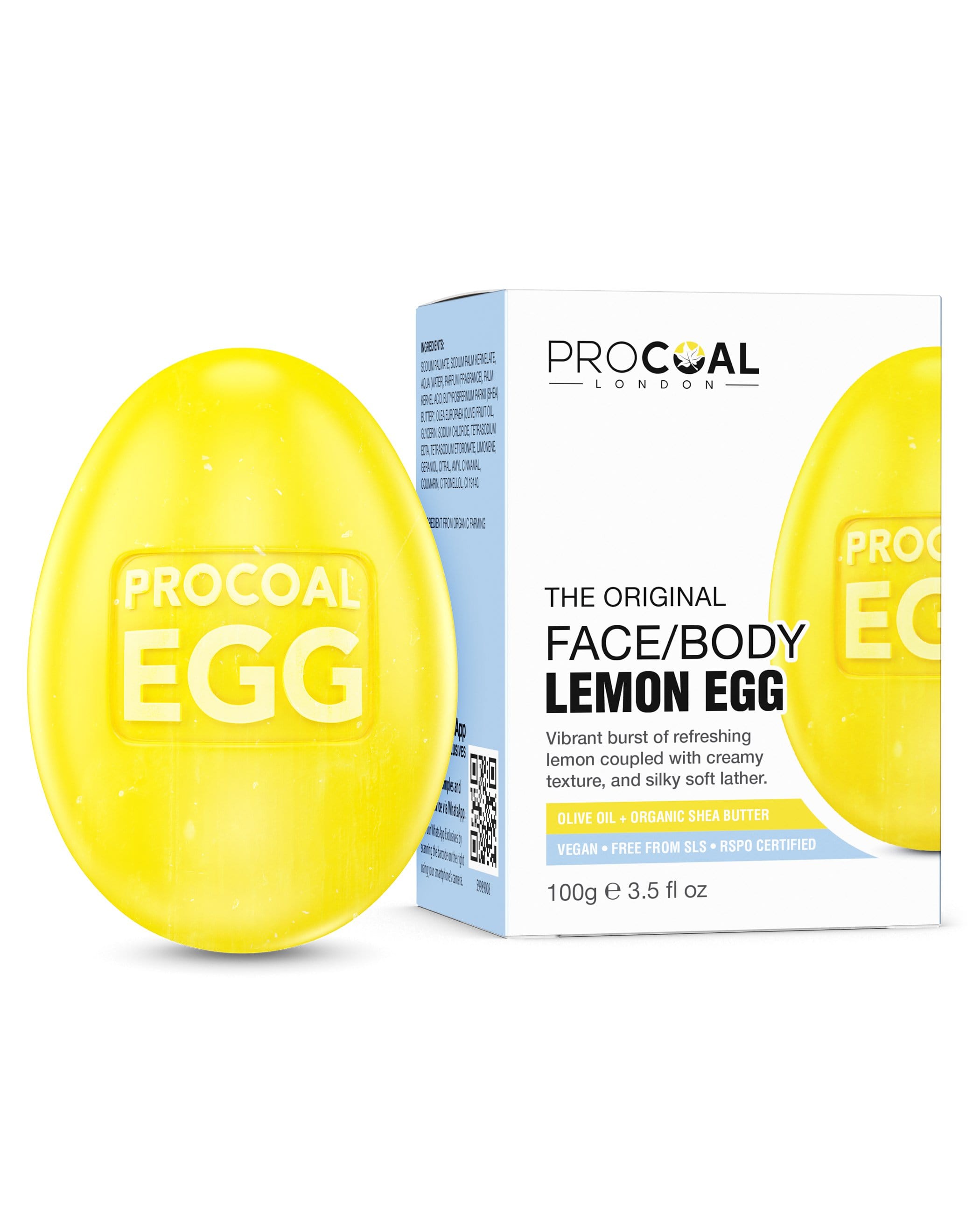 Lemon Egg, Body and Hand Soap Bar, Citrus & Lemon Scent - Procoal